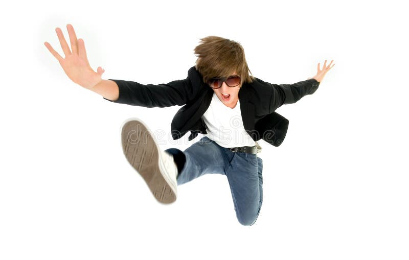 Man jumping stock image. Image of joyful, leaping, cloudy - 782025