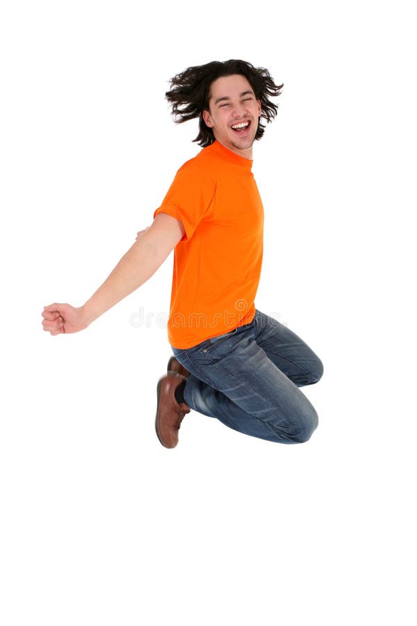 Man jumping stock image. Image of joyful, leaping, cloudy - 782025