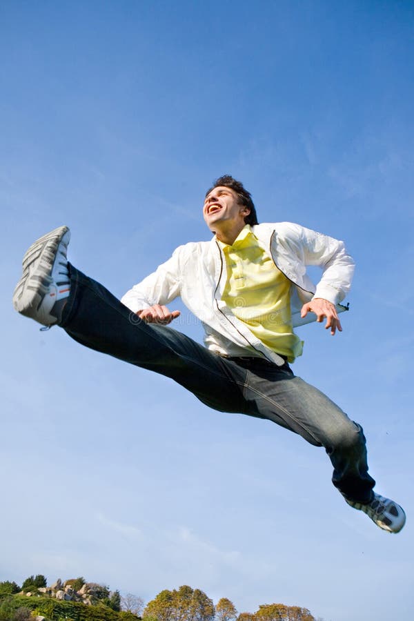Man jumping stock image. Image of victory, happy, clothes - 8538145