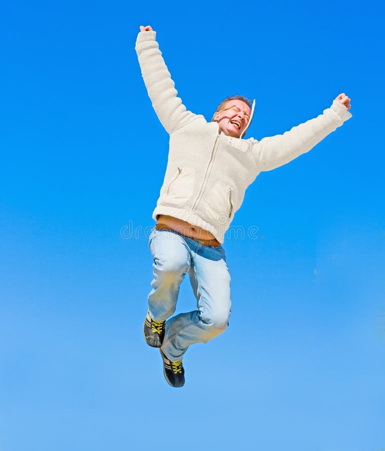 Man jumping stock photo. Image of caucasian, outside, beach - 9412404