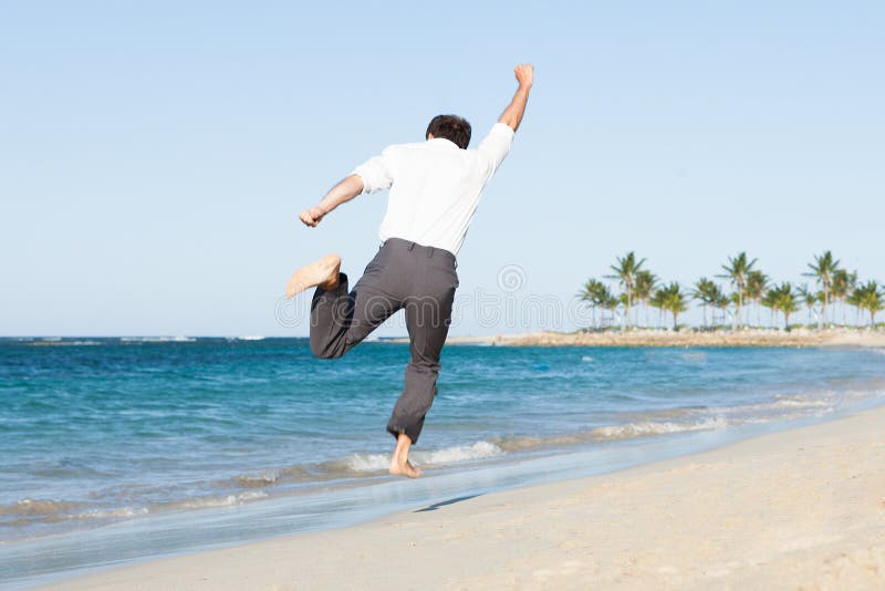 Man jumping at beach stock image. Image of freedom, enjoying - 46360465