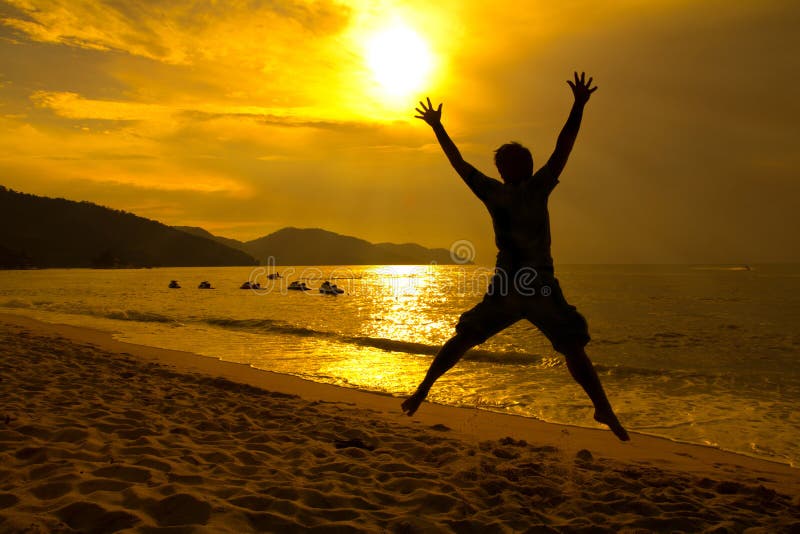 Woman Jumping (a New Beginning) Stock Photo - Image of excitement ...