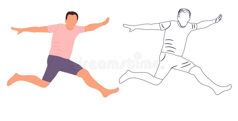 Man Jumping Sketch, Outline, Isolated Stock Vector - Illustration of ...