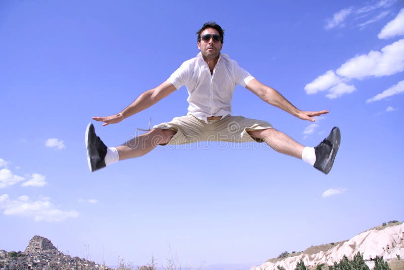 Man jumping in joy stock photo. Image of body, gesture - 3205194