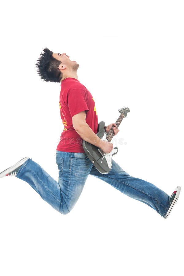Musician Playing Guitar on His Knees Stock Photo - Image of knees, play ...