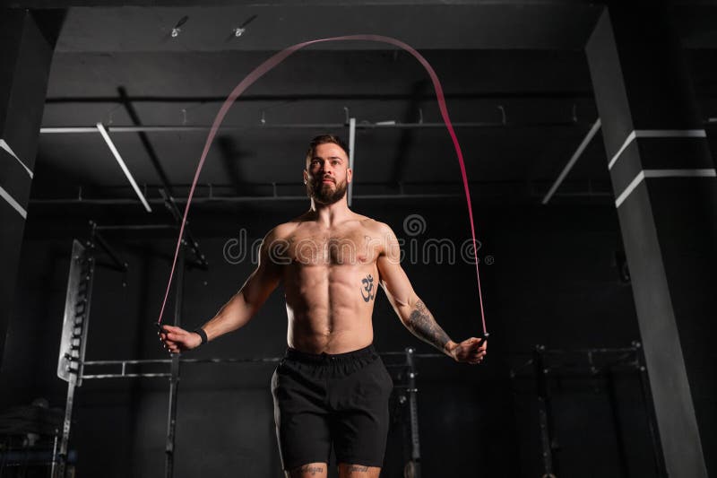 Man Jumping Rope, Doing Double-unders As Part of daily Workout. Routine ...