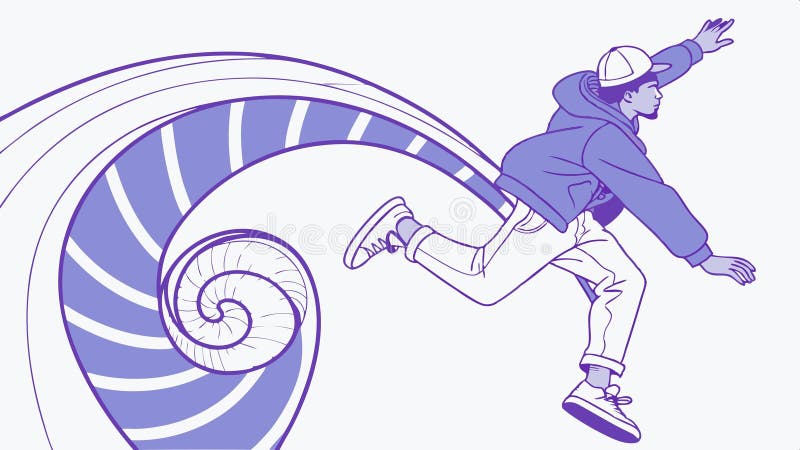 Man Jumping in Spiral Motion, Dynamic Abstract Action Design Vector ...