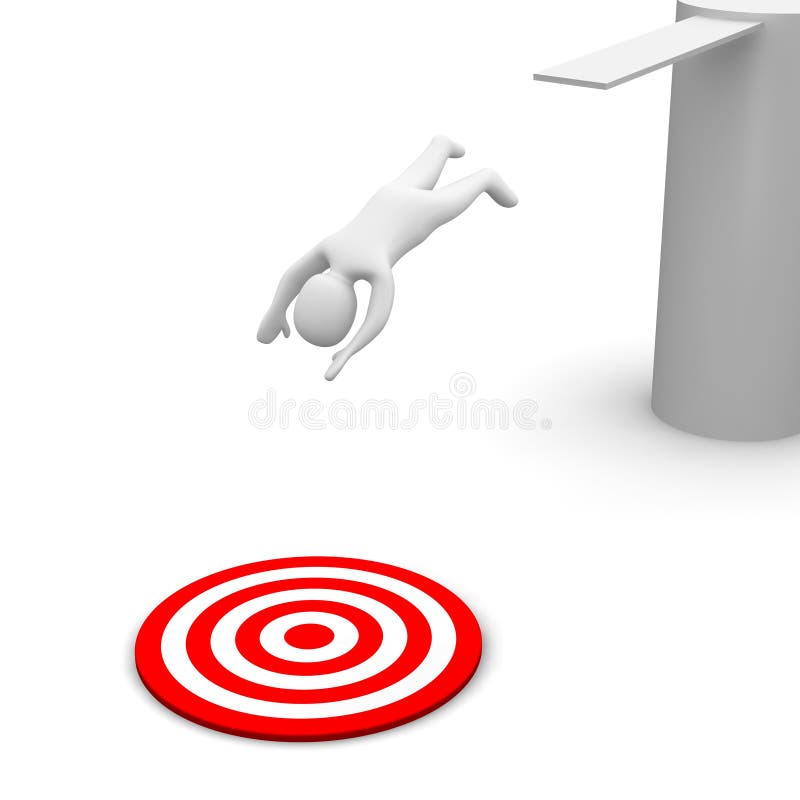 Man jumping to red target Man jumping to red target. 3d rendered