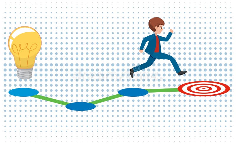 Man jumping towards target stock vector. Illustration of goal - 332061635