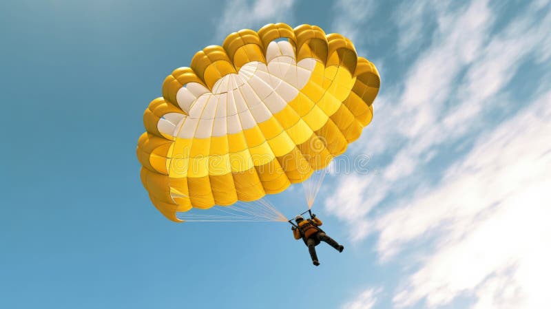 Man Jumps with Parachute. Generative AI. Stock Illustration ...