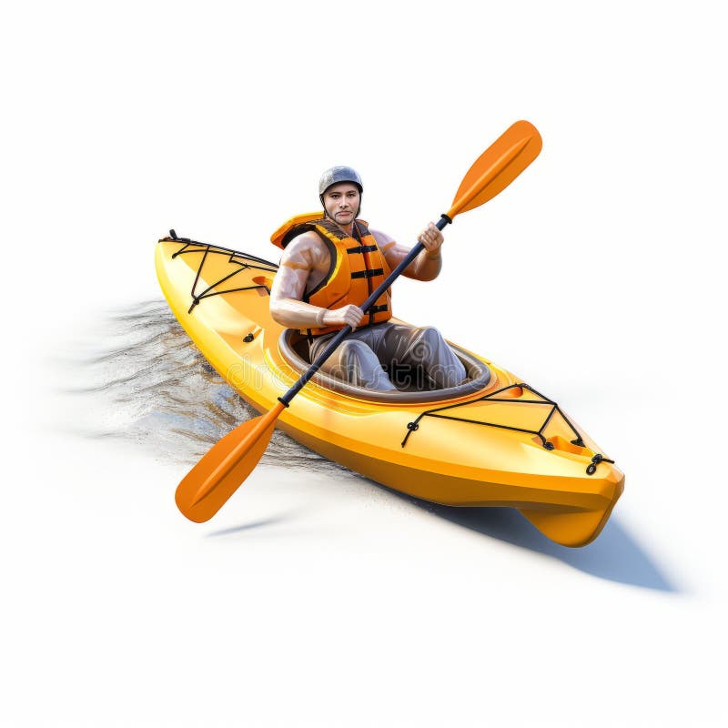3d Animation of a Male Kayaker in Illustration Style Stock Illustration ...