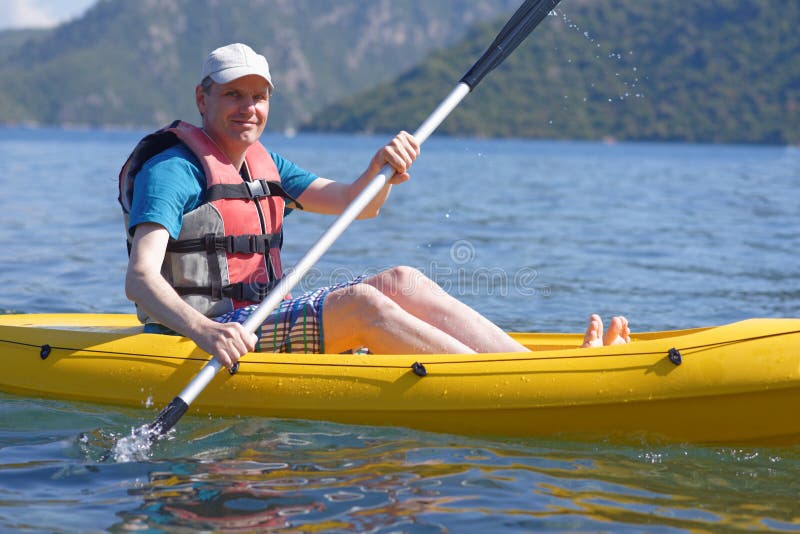Man in kayak stock image. Image of active, copy, sport - 140988179