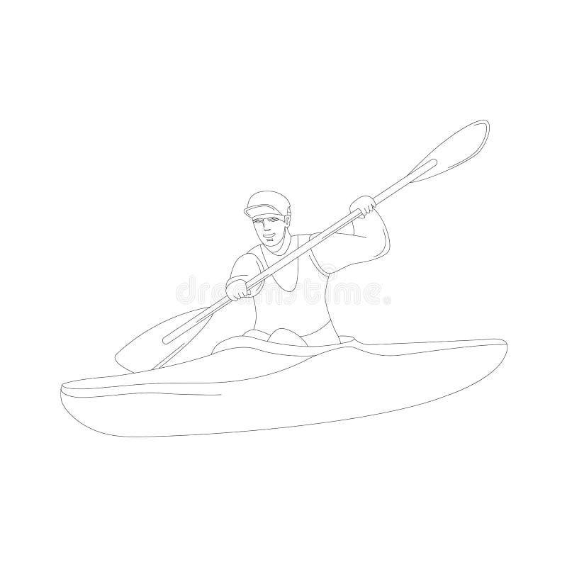Man in Kayak, Vector Illustration , Lining Draw,profile Stock Vector ...