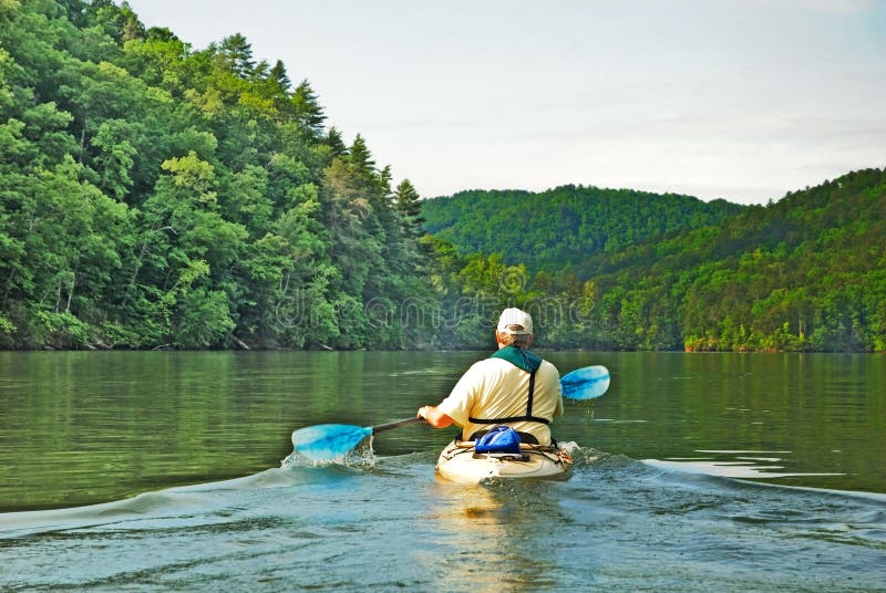 Man in Kayak at a Waterfall Stock Image - Image of enjoyment, active ...