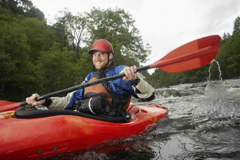 Man kayaking in river stock image. Image of kayaking - 33893193