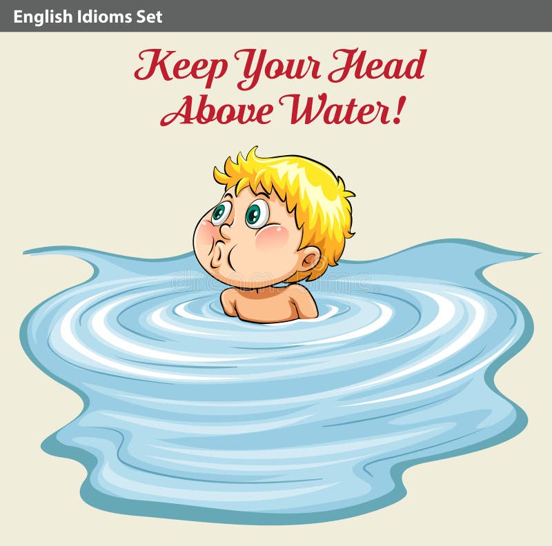 Head Above Water Saying Cartoon Stock Vector - Illustration of business ...