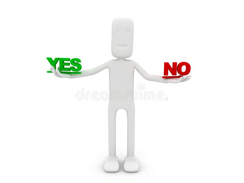 3d Man With Yes And No Illustration Stock Illustration - Illustration ...