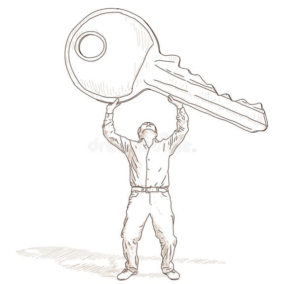 Man and key stock vector. Illustration of hold, human - 20047464