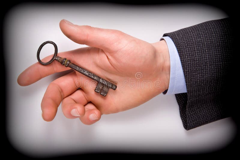 Businessman S Hand Holding Keys Stock Photo - Image of concept ...