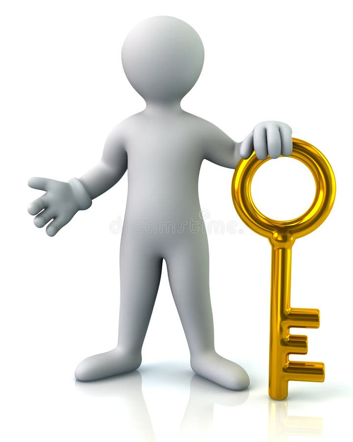 Man and key stock illustration. Illustration of secure - 63474169