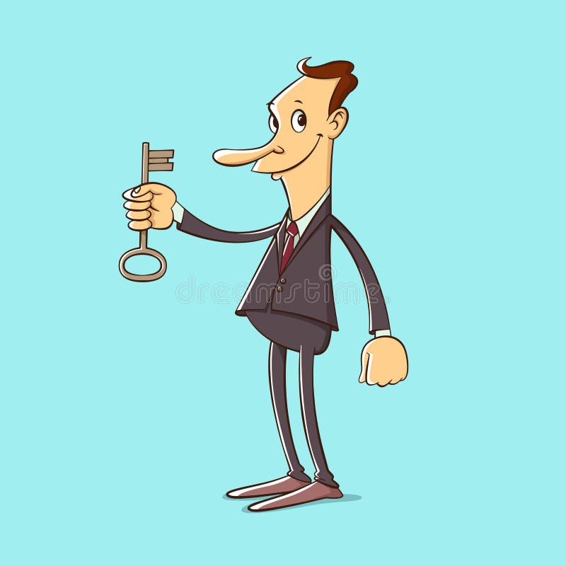 Man with a key stock vector. Illustration of human, cartoon - 108582357