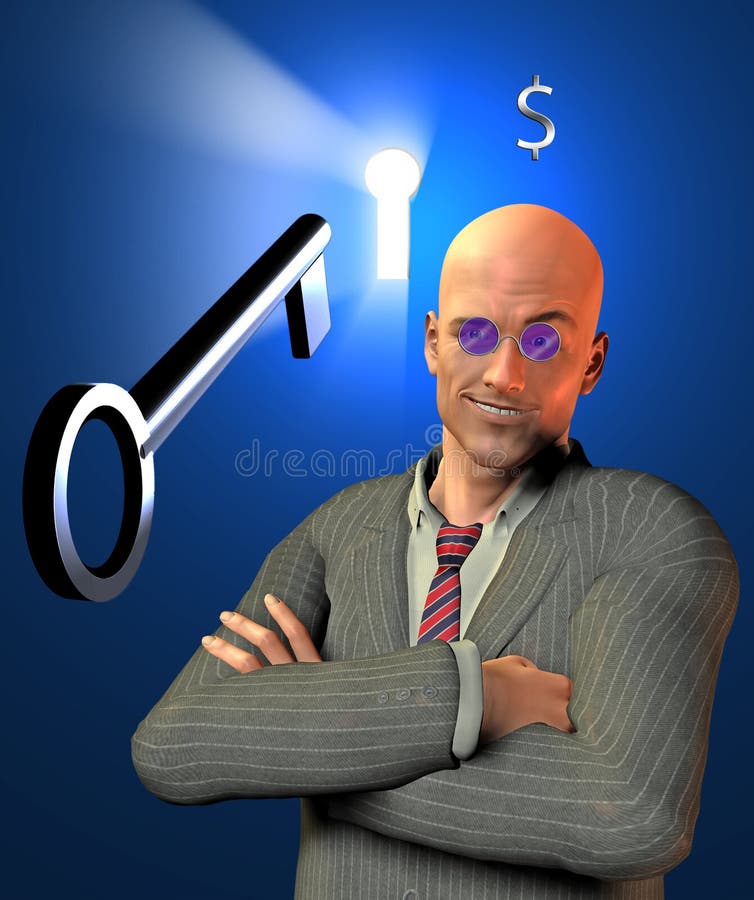 Man with Key stock illustration. Illustration of selling - 78648179