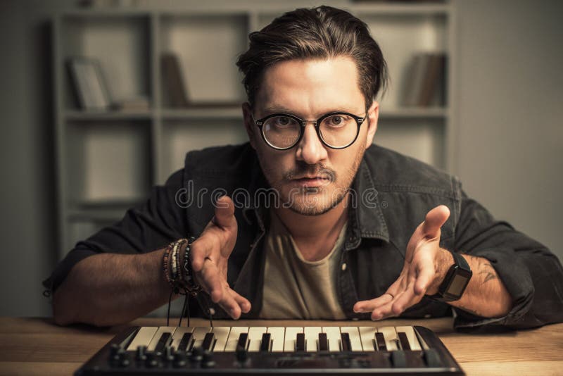 Man with Keyboard Controller Stock Photo - Image of fashion, syntezator ...