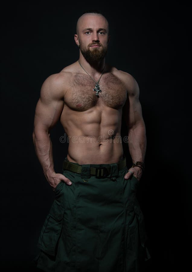 Man in kilt stock image. Image of fitness, exercising - 32285789