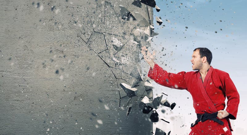 Man in Kimono Breaking Wall Stock Image - Image of martial, wear: 72539333