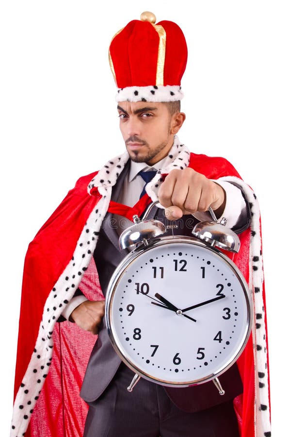 Man King with Clock Isolated Stock Photo - Image of hurry, alarm: 44544110