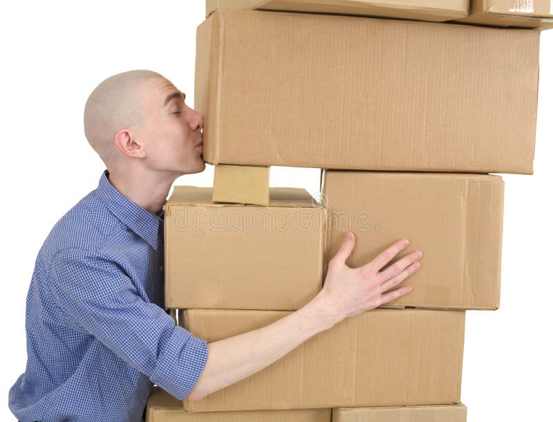 Man Carrying Lots of Boxes - Moving Concept Stock Photo - Image of ...