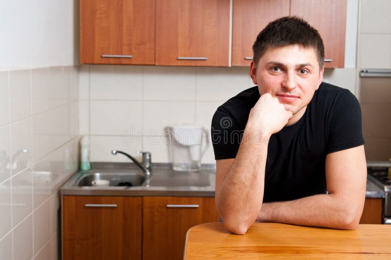 Man in kitchen stock image. Image of cook, wonders, home - 12683811