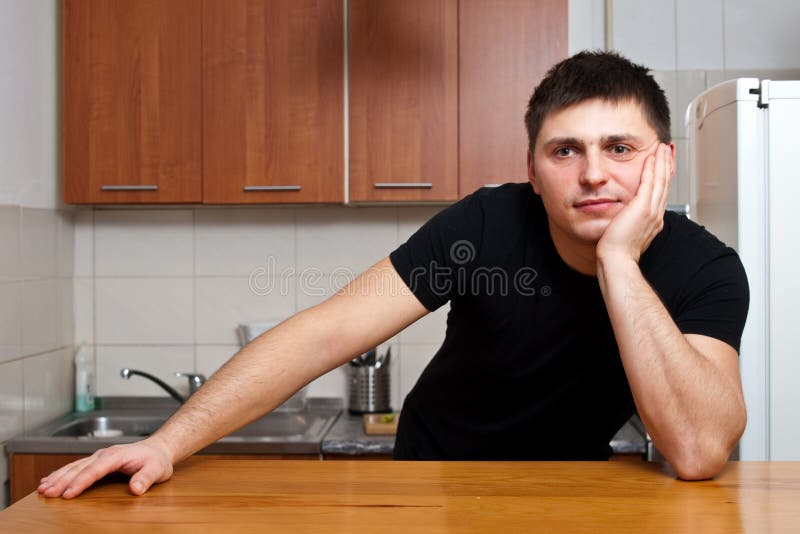 Man in kitchen stock image. Image of cooks, single, lonely - 12683859