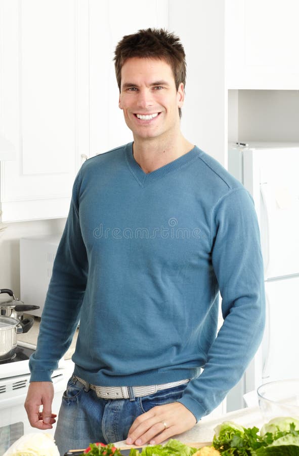 Man at kitchen stock image. Image of cheerful, life, person - 12993455