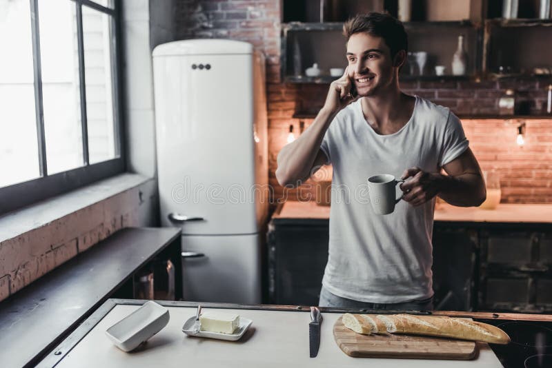 Man on kitchen stock image. Image of chopping, culinary - 96260971
