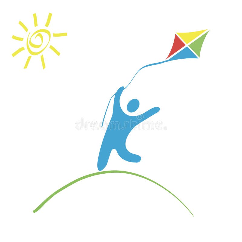 Man with kite logo vector stock vector. Illustration of stylization ...