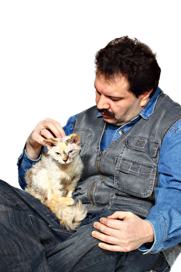 Man and kitty stock photo. Image of friendship, sitting - 29458592
