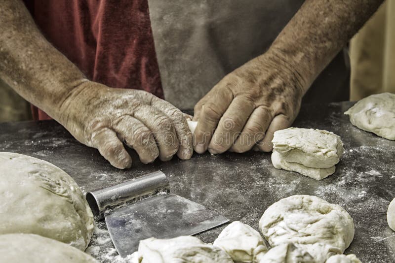 Man kneading bread stock image. Image of person, homemade - 94741313