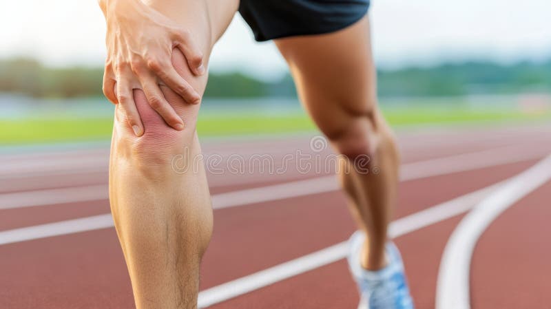 A Man with Knee Pain on a Running Track, AI Stock Photo - Image of ...