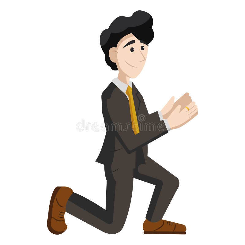 Man Kneeling with Hands Clasped. Vector Stock Vector - Illustration of ...