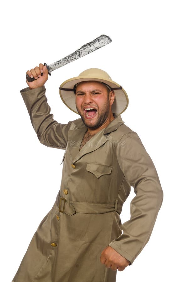 The Man with Knife Isolated on White Stock Image - Image of knife ...