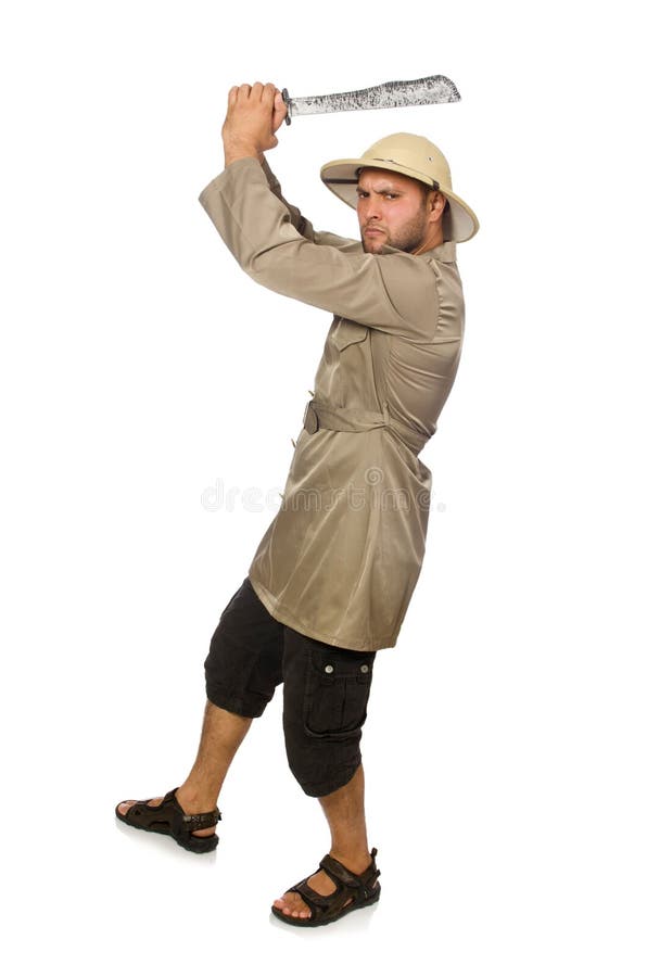 Man with Knife Isolated on White Stock Photo - Image of aggressive ...