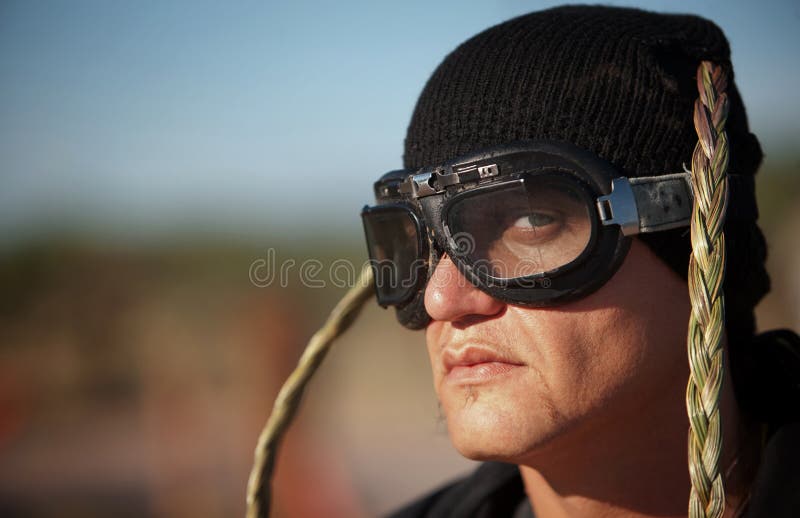 Man with Knit Cap and Goggles Stock Photo - Image of futuristic ...