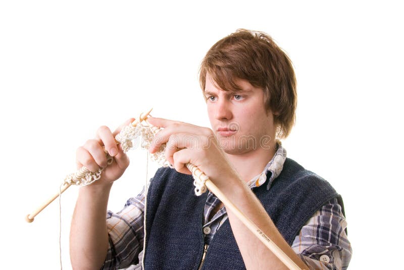 Man knitting art craft stock photo. Image of cotton, hand - 11210364