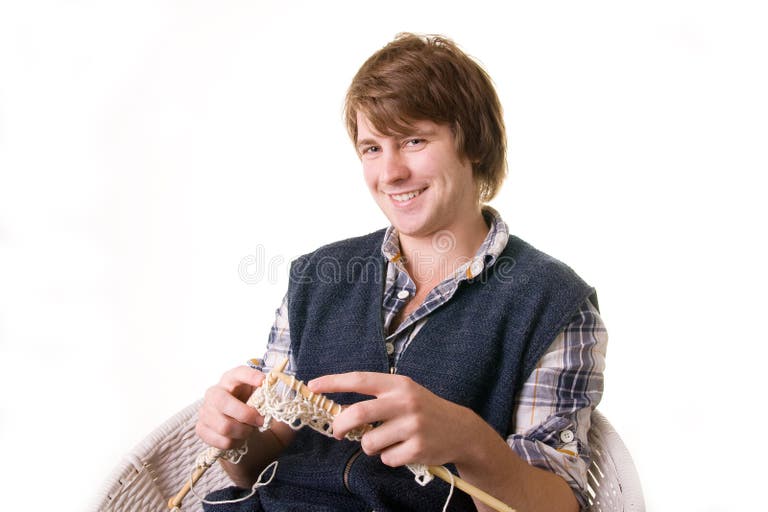 Man knitting art craft stock image. Image of wool, yarn - 11210441
