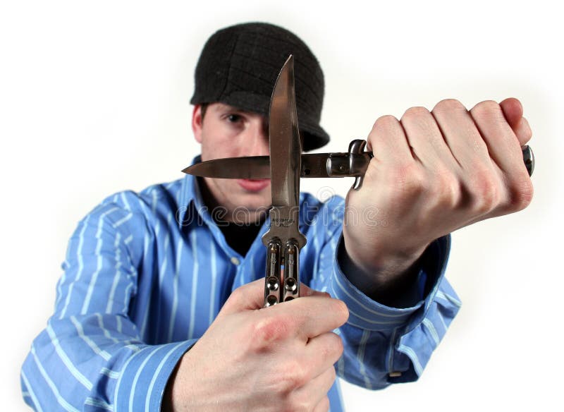 Man with knives stock photo. Image of knife, scary, cross - 1819976