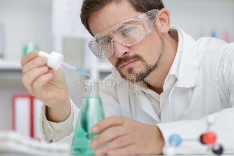 Man Lab Assistant Chemistry Science Stock Image - Image of ...