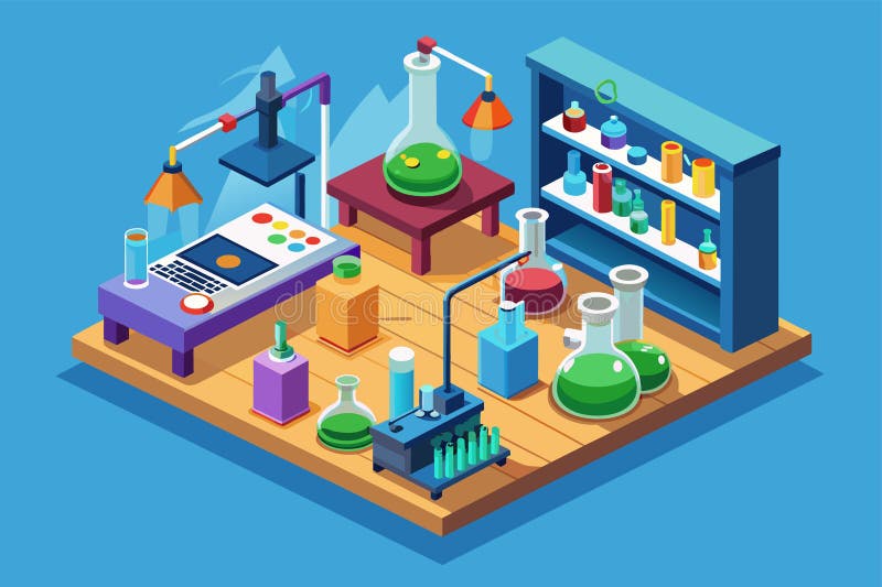 A Man in a Lab Coat Conducts a Science Experiment in a Laboratory ...