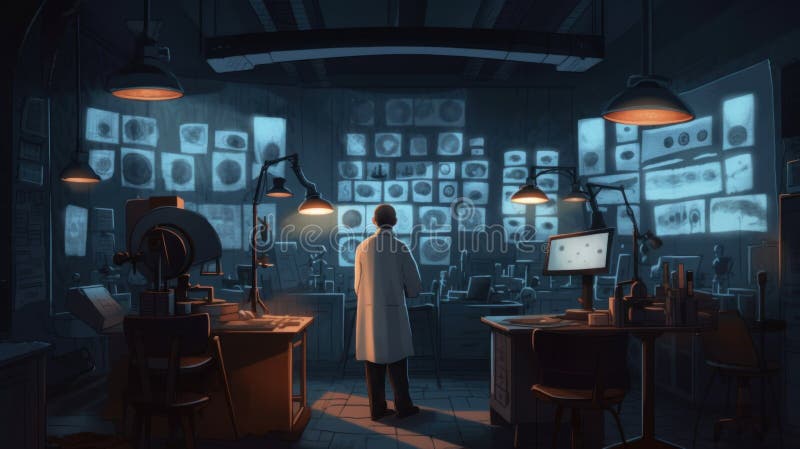 A Man in a Lab Coat Standing in Front of a Computer. Generative AI ...