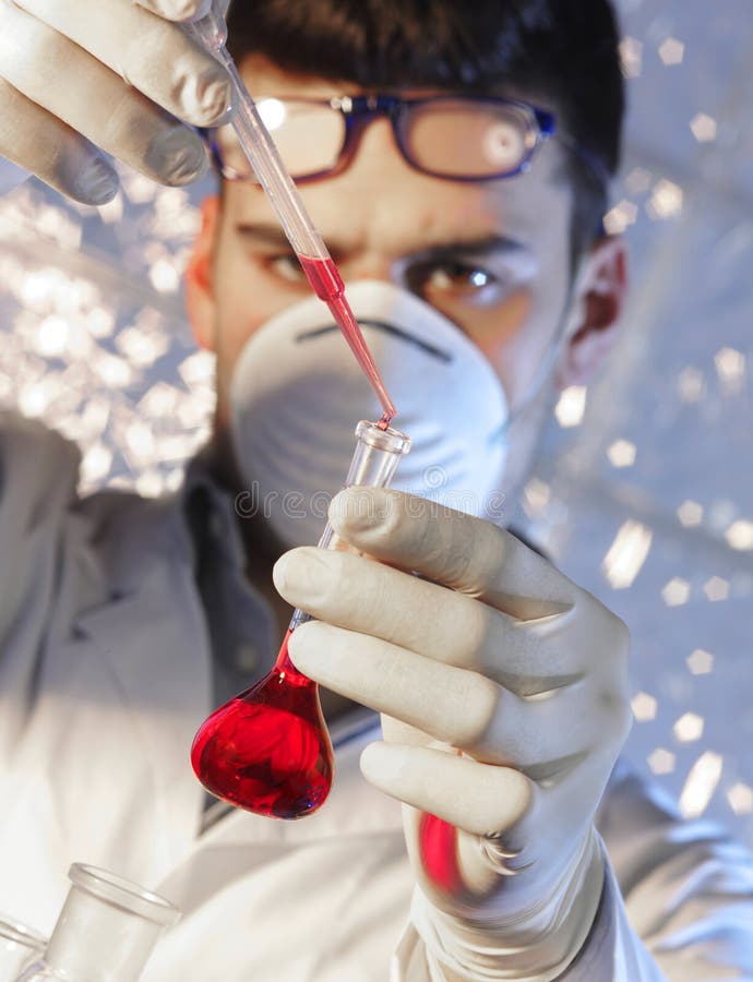 Man in the laboratory stock image. Image of injection - 4937121